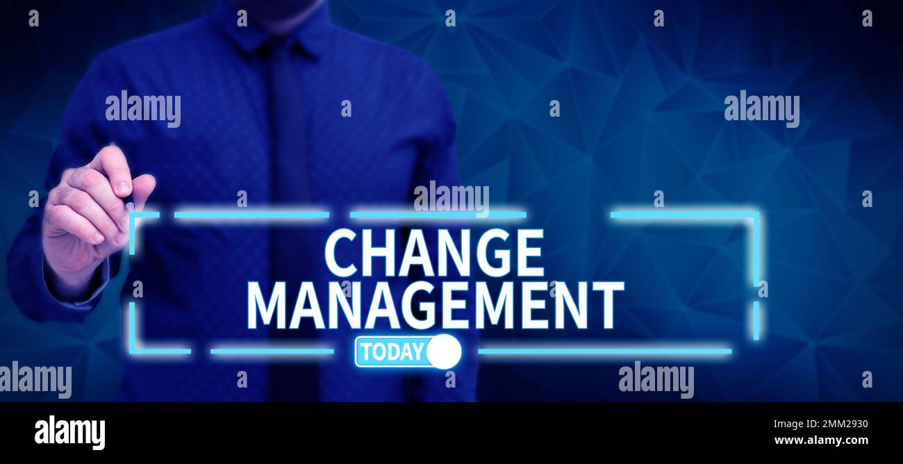 Text caption presenting Change Management. Business overview ...