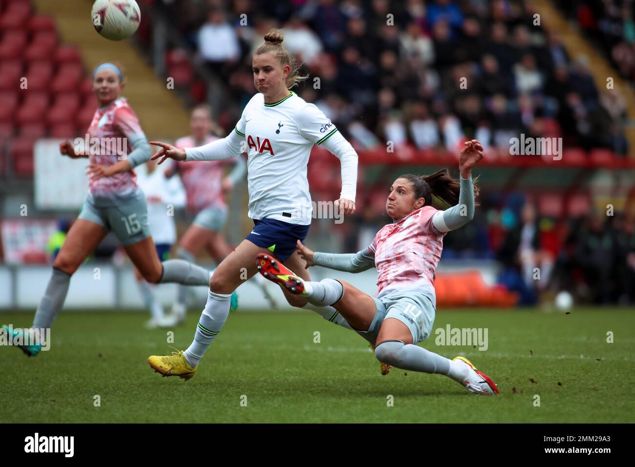 London City Lionesses' Harley Bennett (right) scores an own goal during the Vitality Women's FA ...