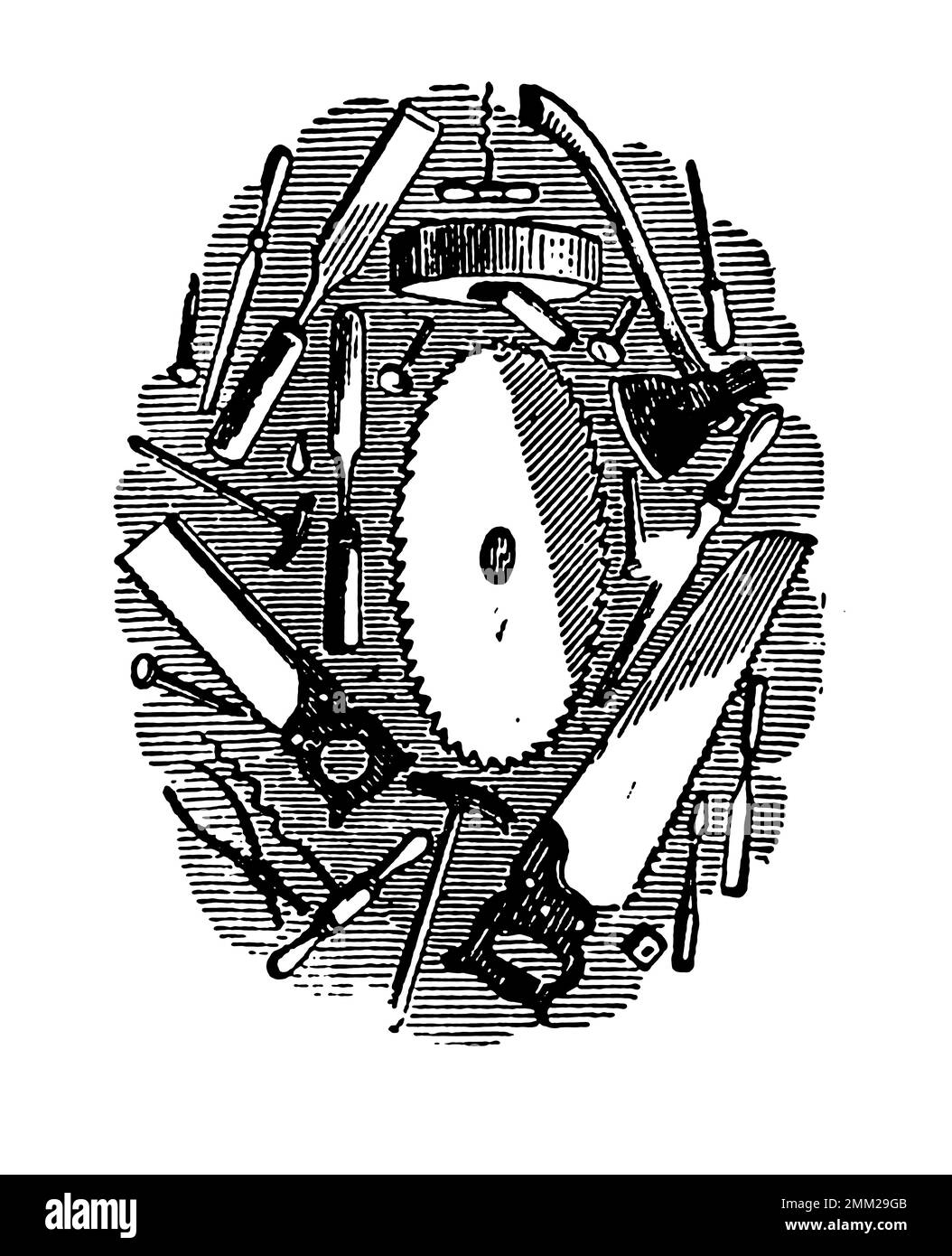Antique illustration of print depicting tools. Published in Proben ...