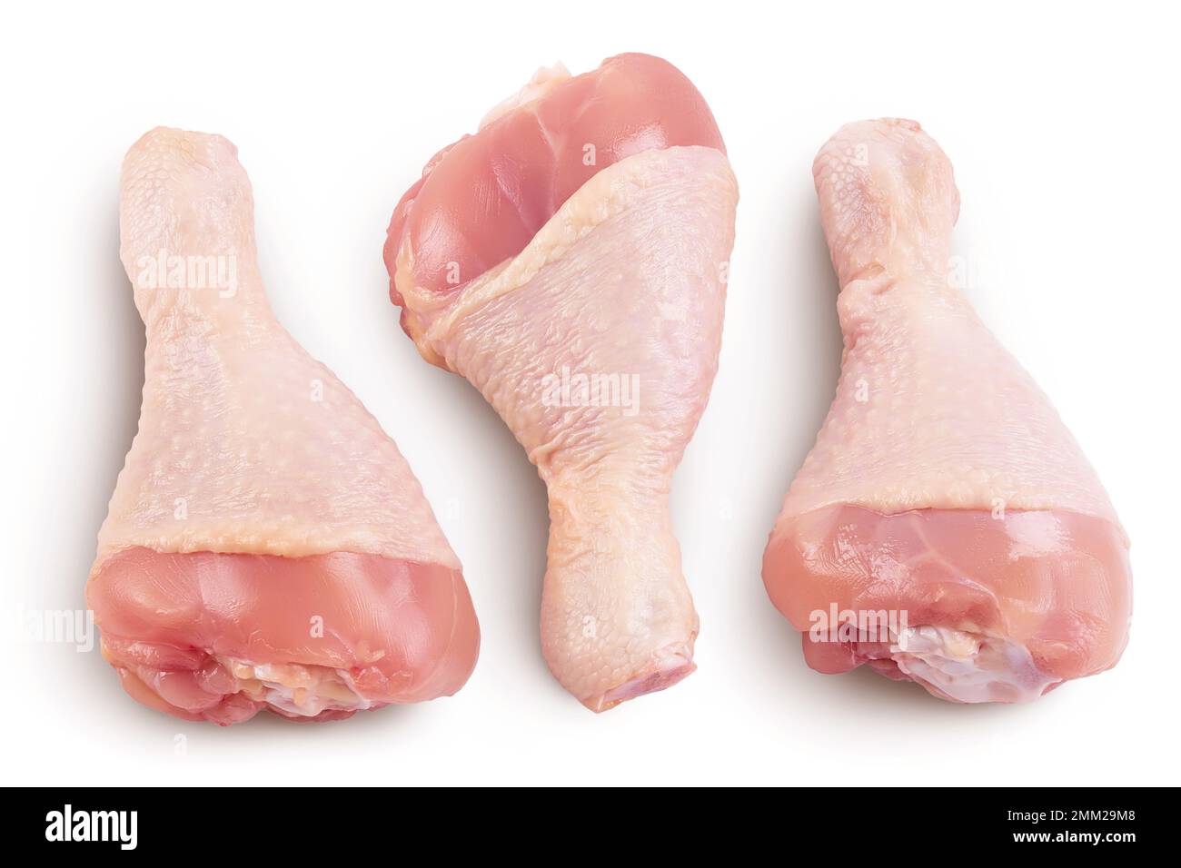 Raw chicken leg or drumstick isolated on white background with full ...