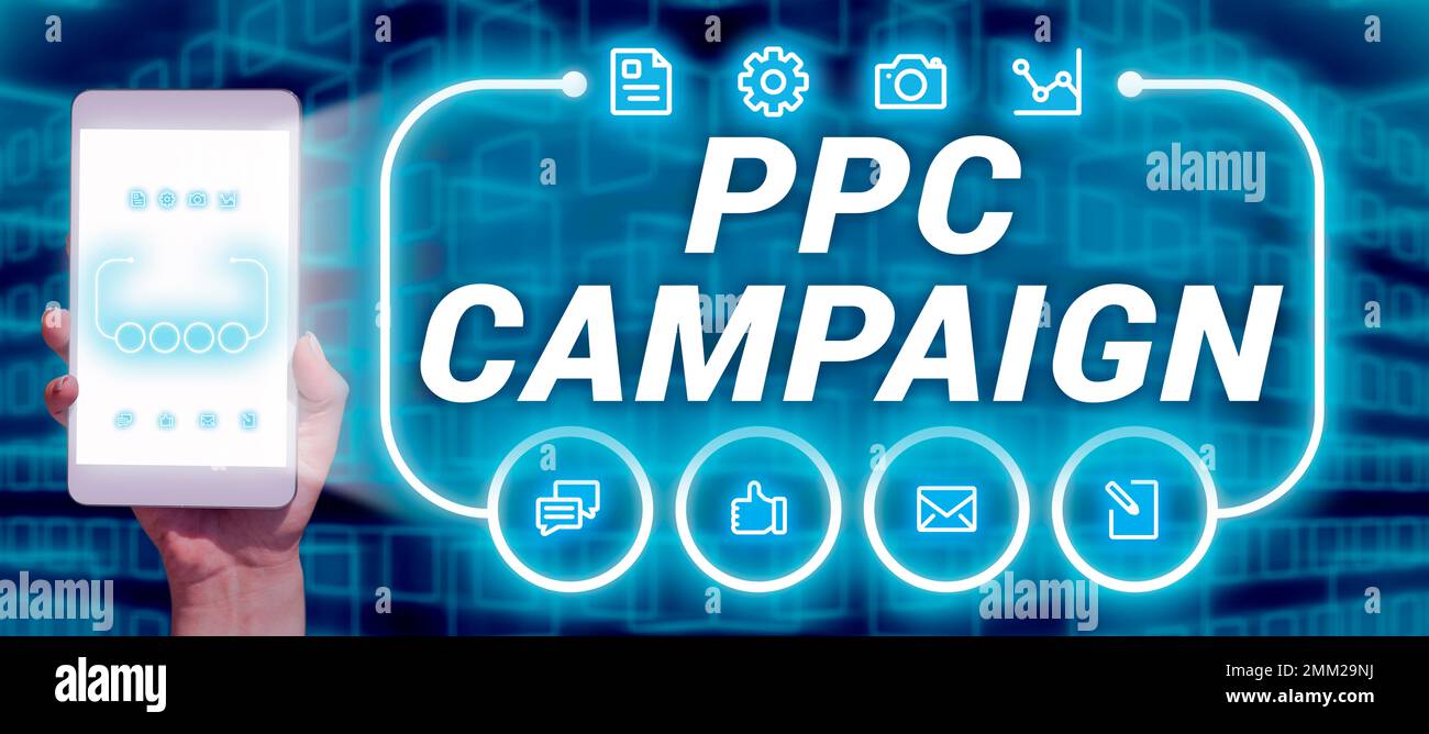 Writing displaying text Ppc Campaign. Concept meaning use PPC in order ...
