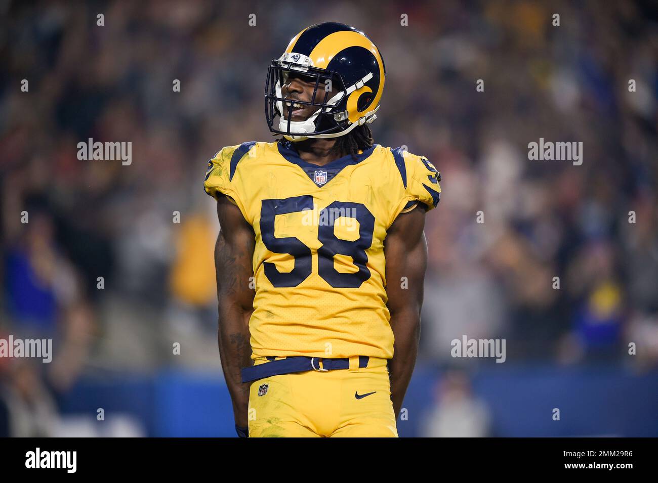 Los Angeles Rams inside linebacker Cory Littleton celebrates during the ...