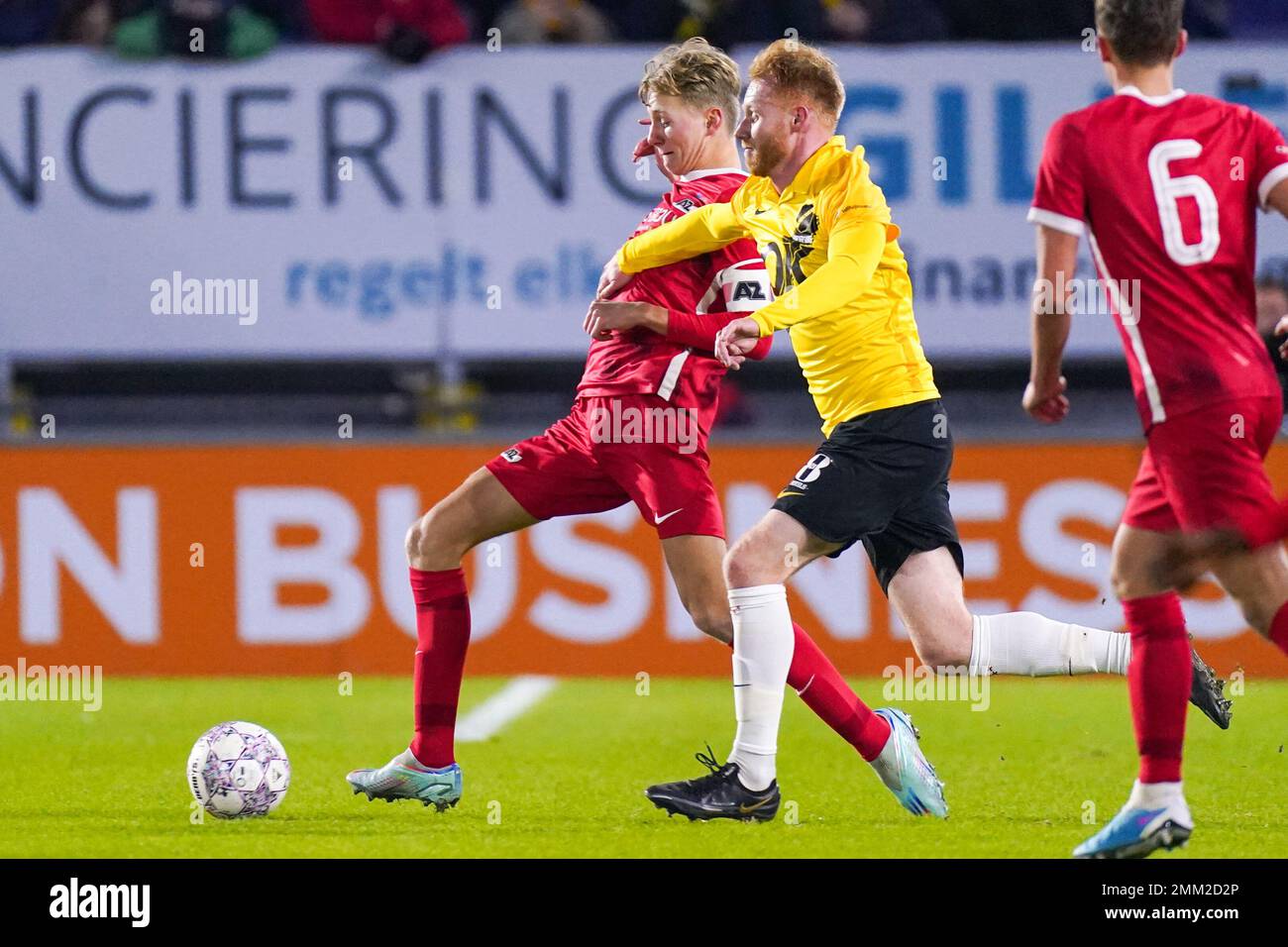 BREDA, NETHERLANDS - JANUARY 27: Misha Engel of Jong AZ battles for the ...