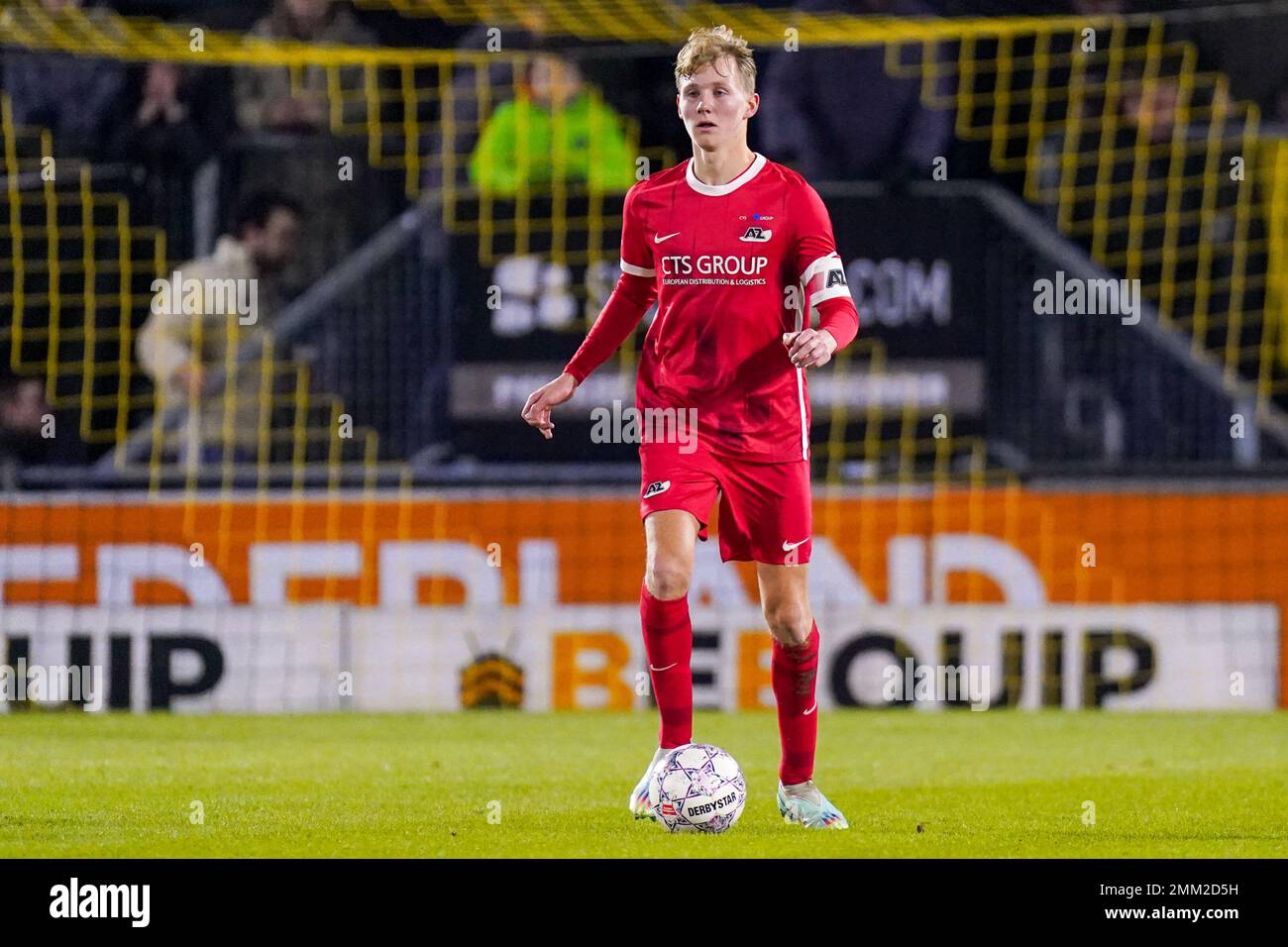 BREDA, NETHERLANDS - JANUARY 27: Misha Engel of Jong AZ runs with the ...