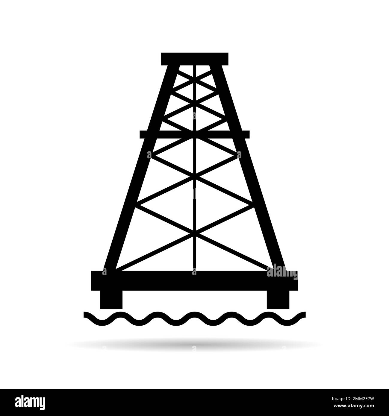 Oil Rig Flat Graphic Shadow Icon Fuel Platform Industry Tower Gas Sign