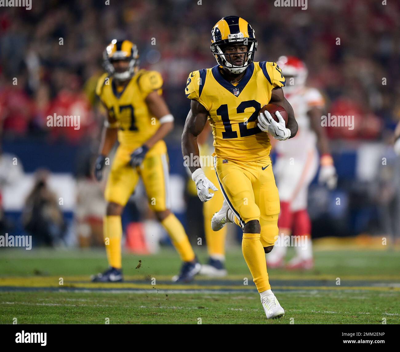 Los Angeles Rams wide receiver Brandin Cooks runs after a catch during ...