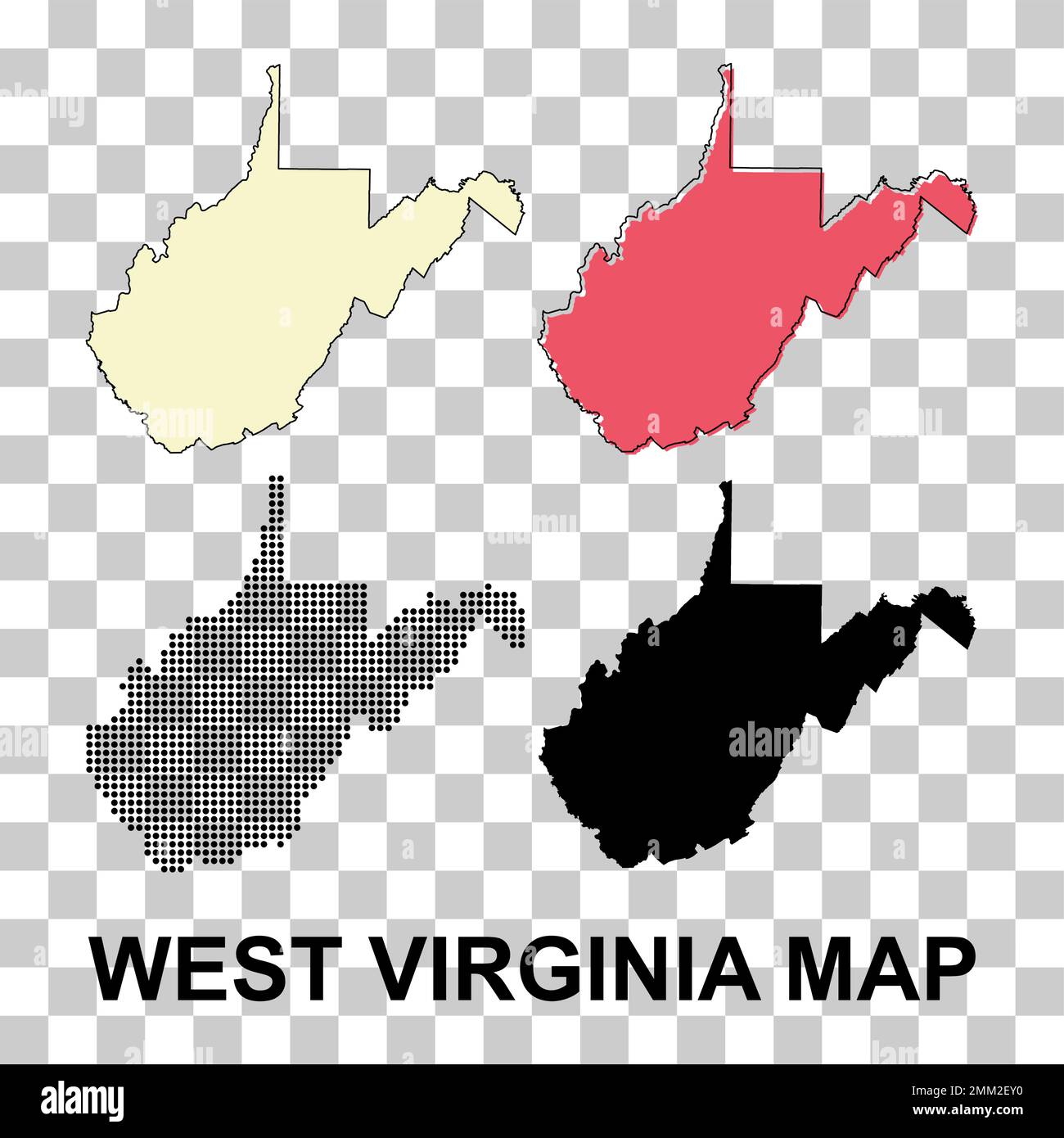 Set of West Virginia map shape, united states of america. Flat concept ...