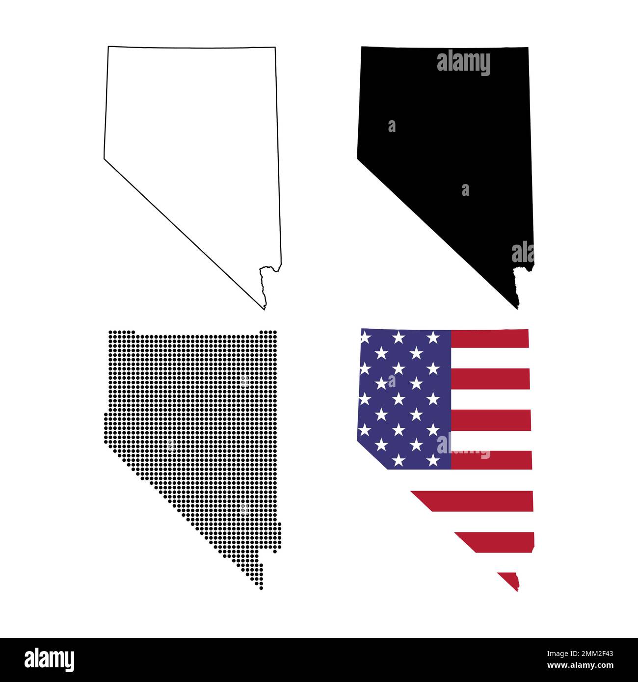 Set of Nevada map shape, united states of america. Flat concept icon ...