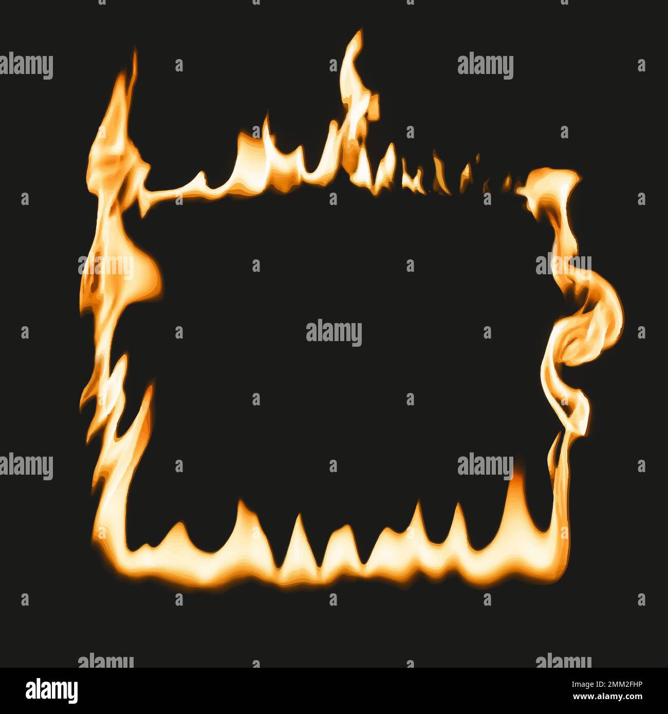 Flame frame, square shape, realistic burning fire vector Stock Vector ...