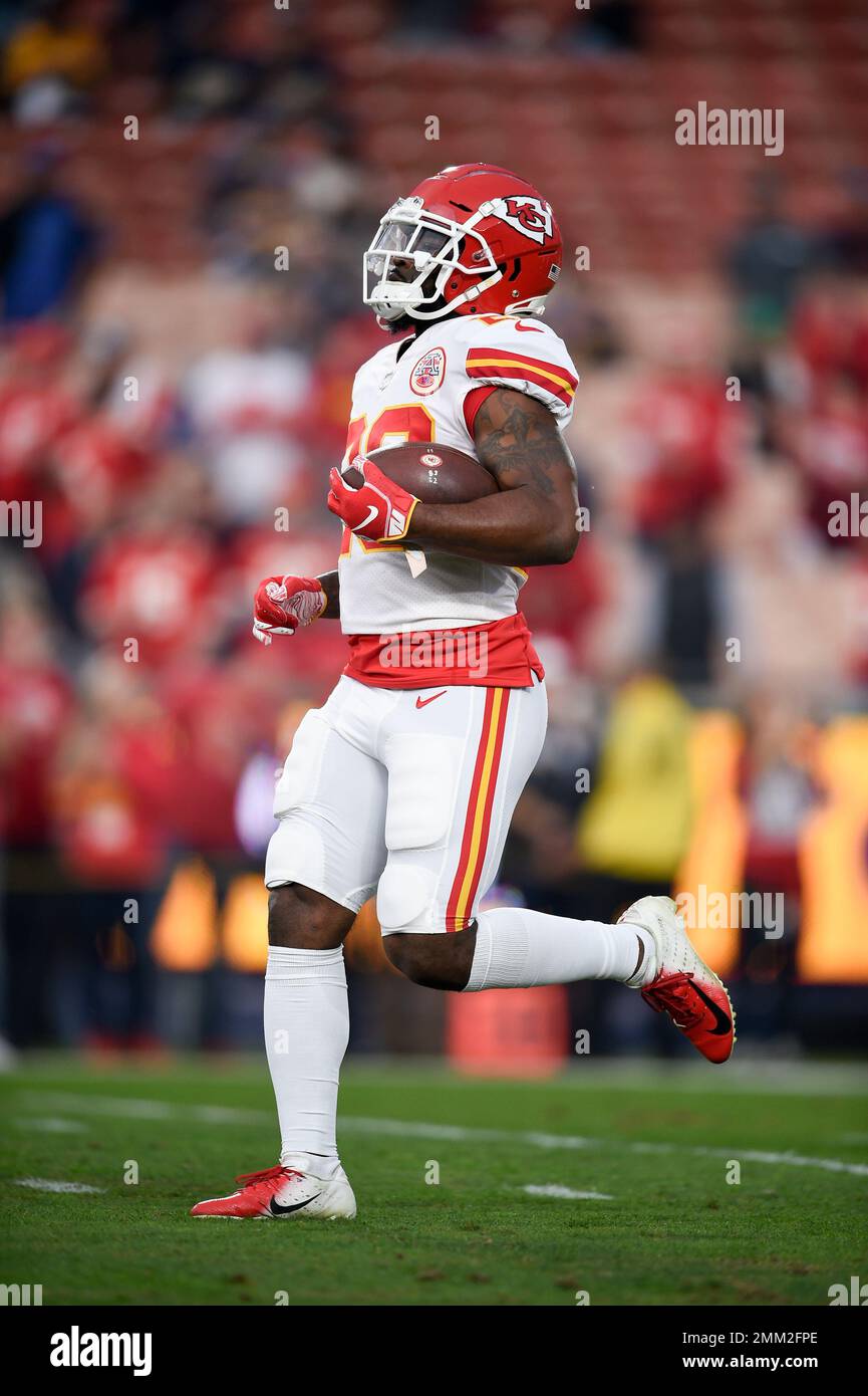 Kansas City Chiefs running back Damien Williams warms up prior to an ...