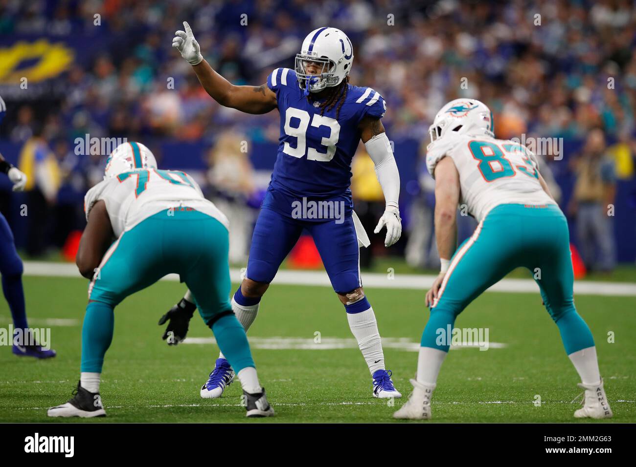 Indianapolis Colts defensive end Jabaal Sheard (93) lines up against ...