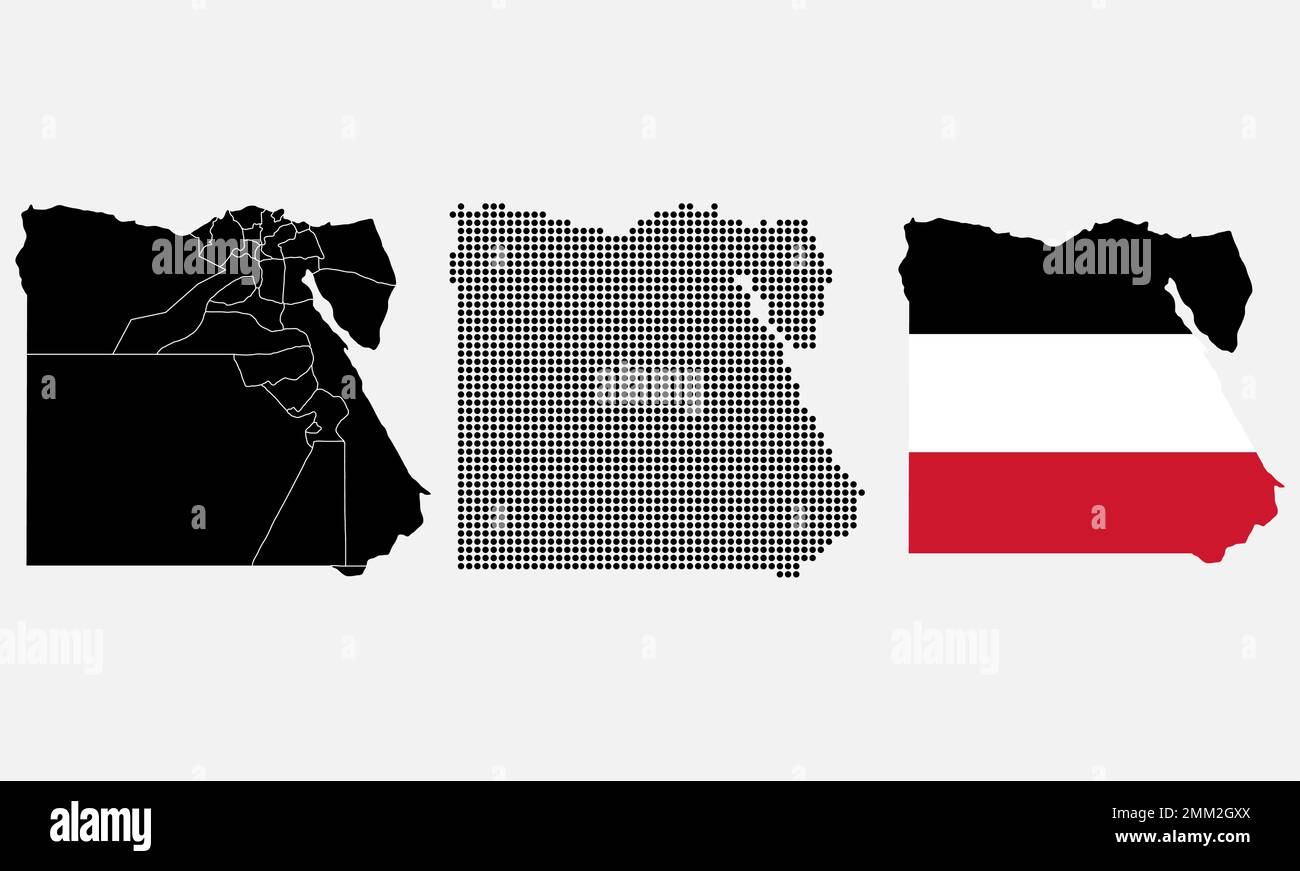 Set of Egypt high detailed map, geography graphic icon country, africa ...