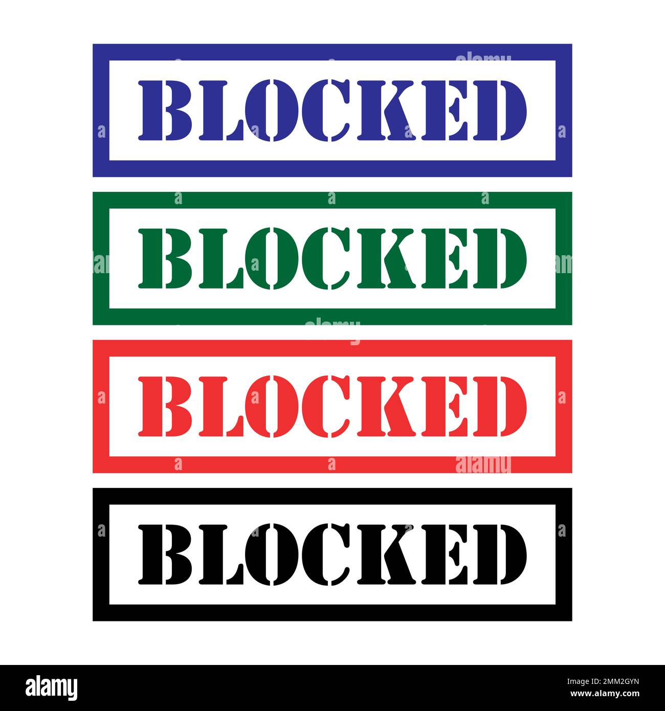 Set of Blocked stamp symbol, label sticker sign button, text banner ...