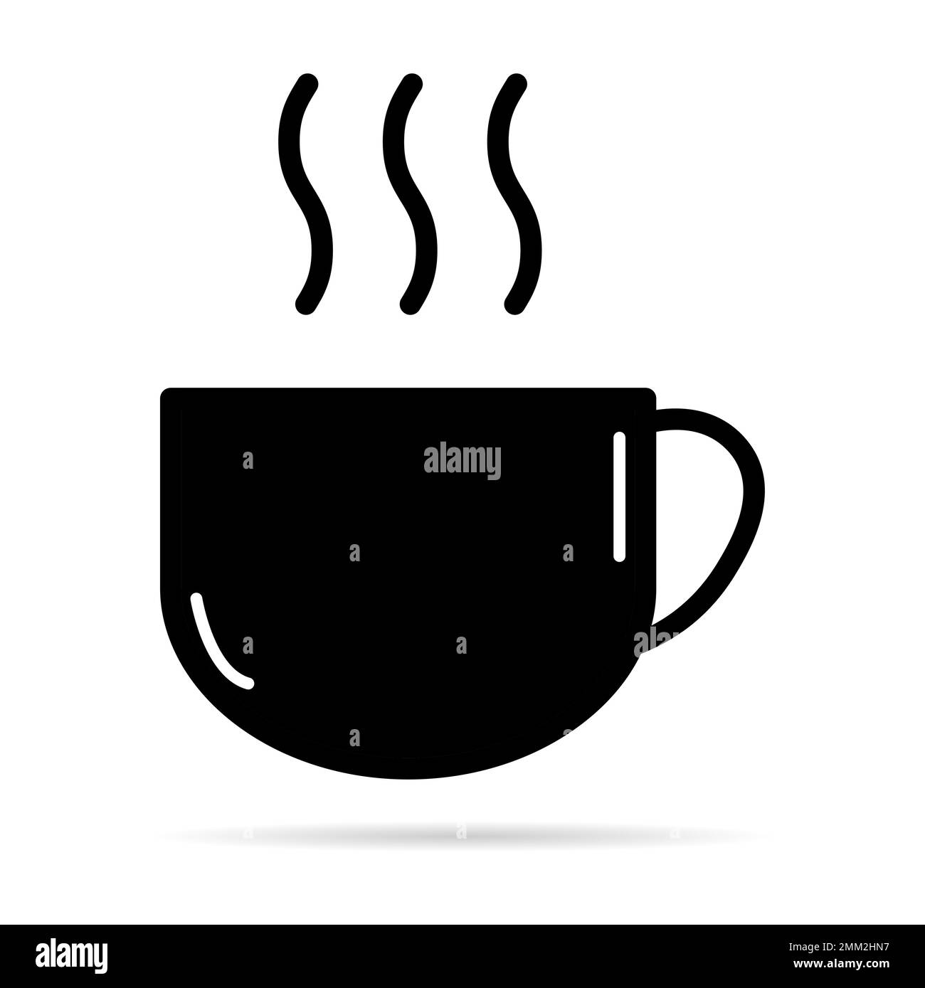 Coffee icon with shadow, breakfast drink cafe, cappuccino, hot simple ...