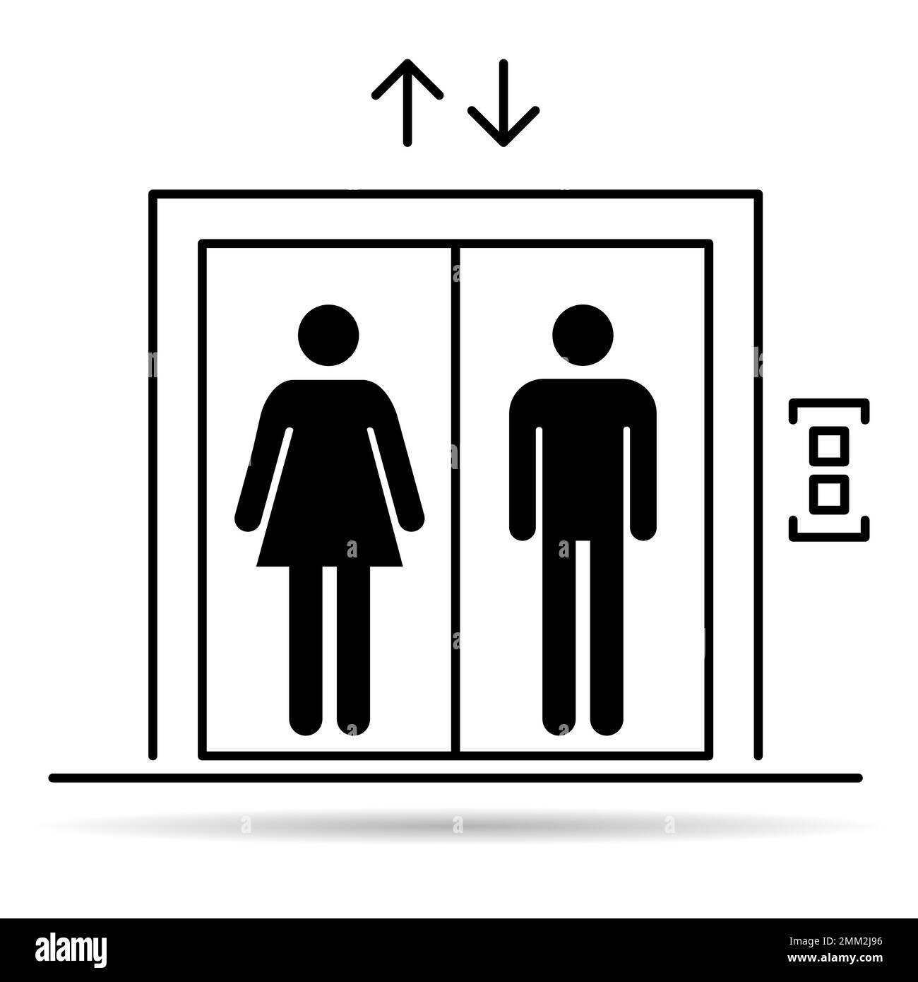 Lift elevator icon shadow, graphic design sign, building doorway symbol ...