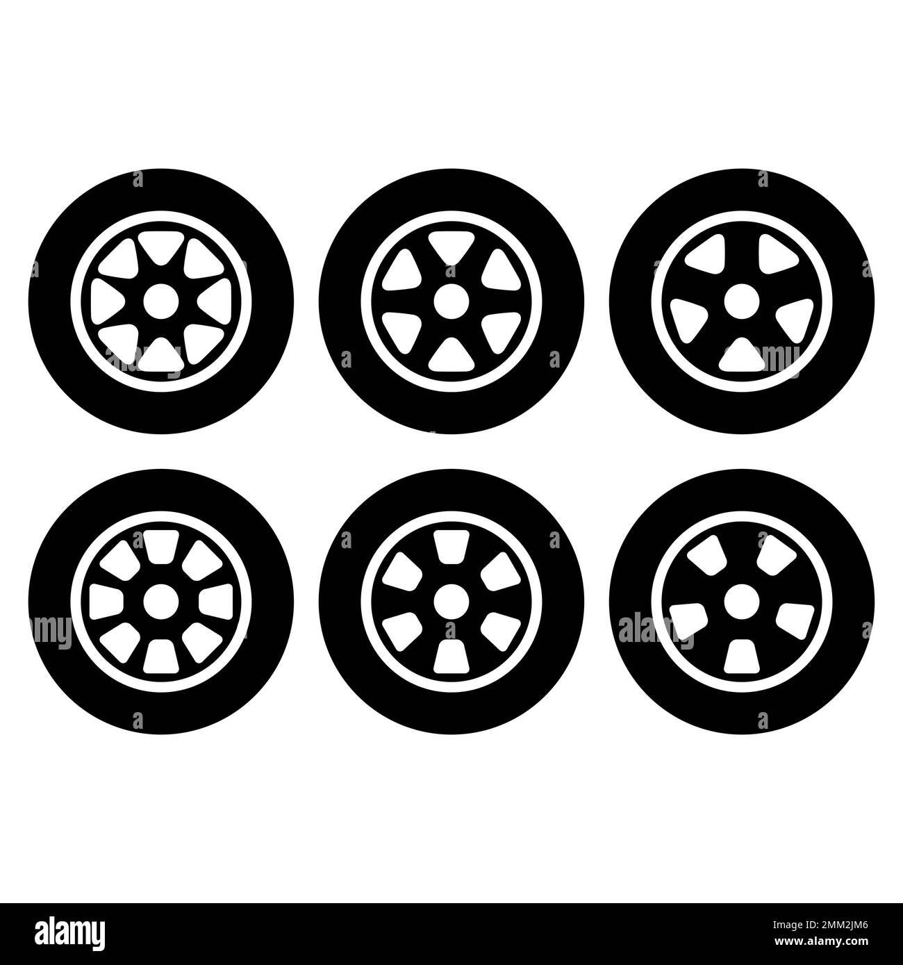 Set of Auto car wheel icon, vehicle tire rim symbol, automotive race ...