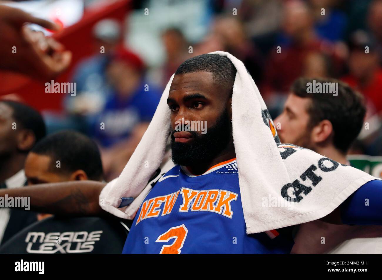 New York Knicks guard Tim Hardaway Jr. sits on the bench during the ...