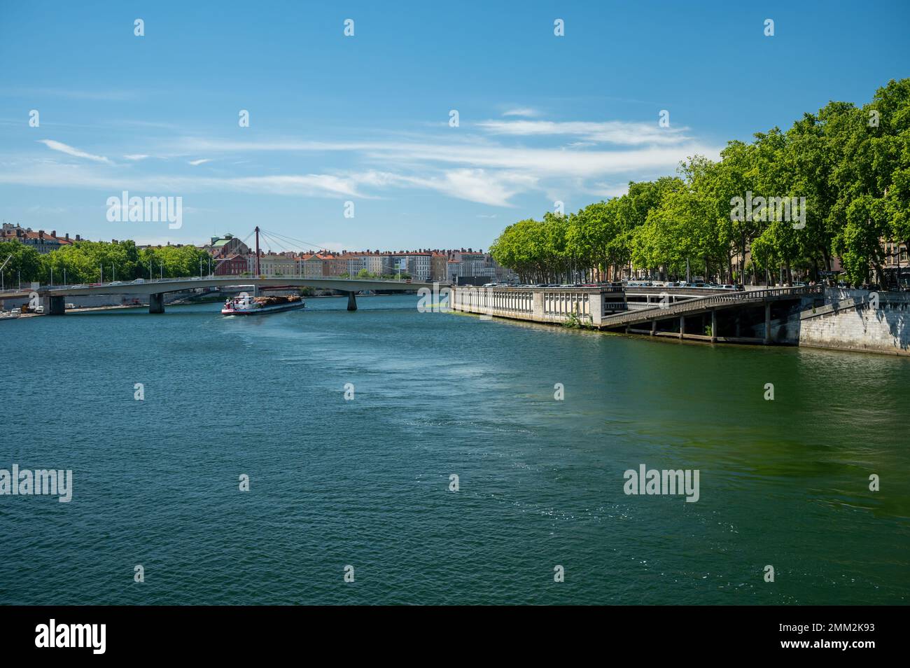 Tourists destination, views of Rhone river, streets, houses, cafes in ...
