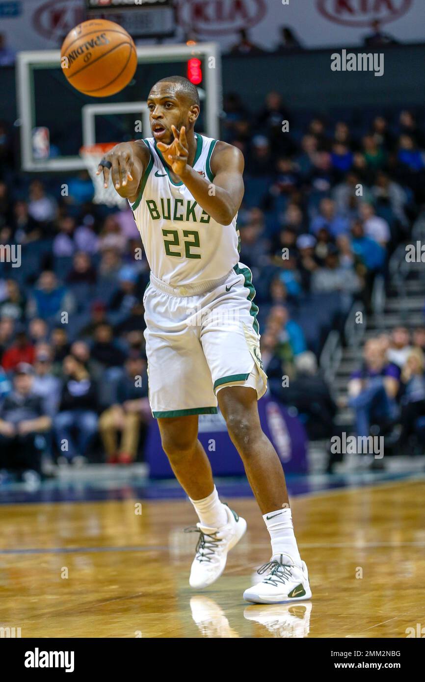 Milwaukee Bucks forward Khris Middleton passes against the Charlotte ...