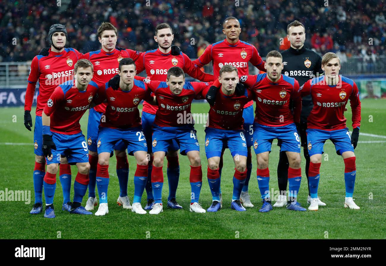 CSKA Moscow players pose prior the Group G Champions League soccer ...