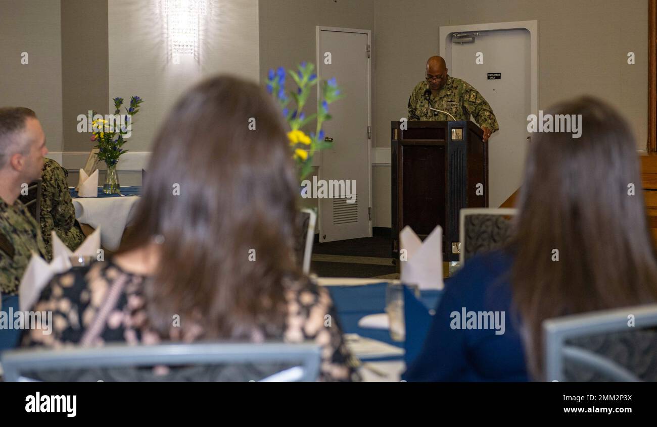 Capt. David Adams, Commander, Fleet Activities Sasebo (CFAS), speaks ...