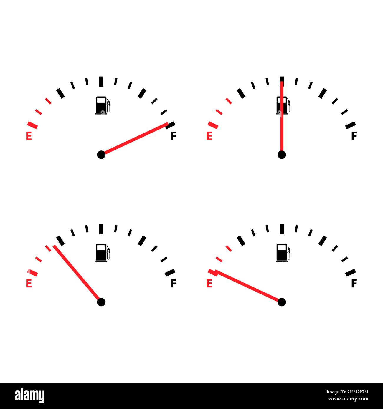 Set of Fuel car indicator icon, gauge petrol automobile meter symbol ...