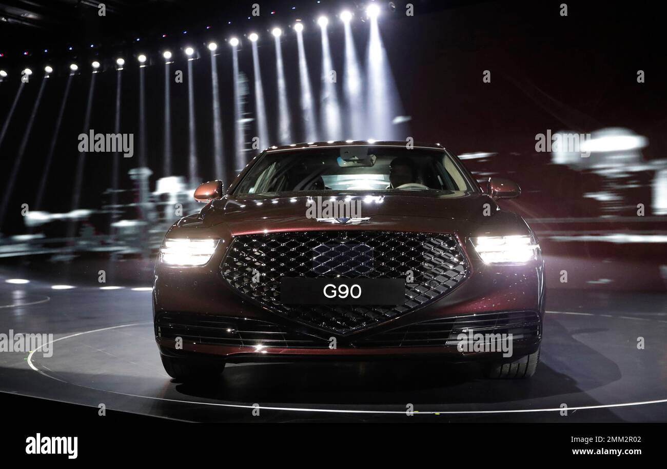 Hyundai Motor's sedan Genesis G90 is seen during its an unveiling ceremony in Seoul, South Korea ...