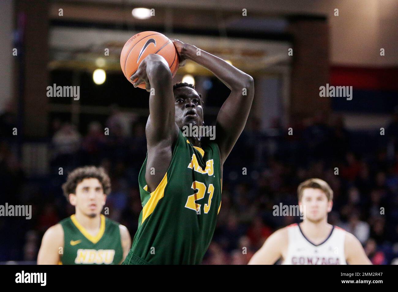 North Dakota State forward Deng Geu (23) shoots a free throw during the ...