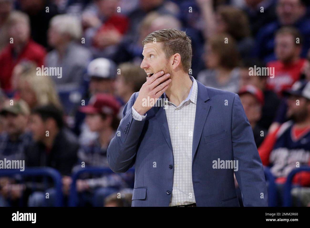 North Dakota State head coach David Richman looks on during the first ...