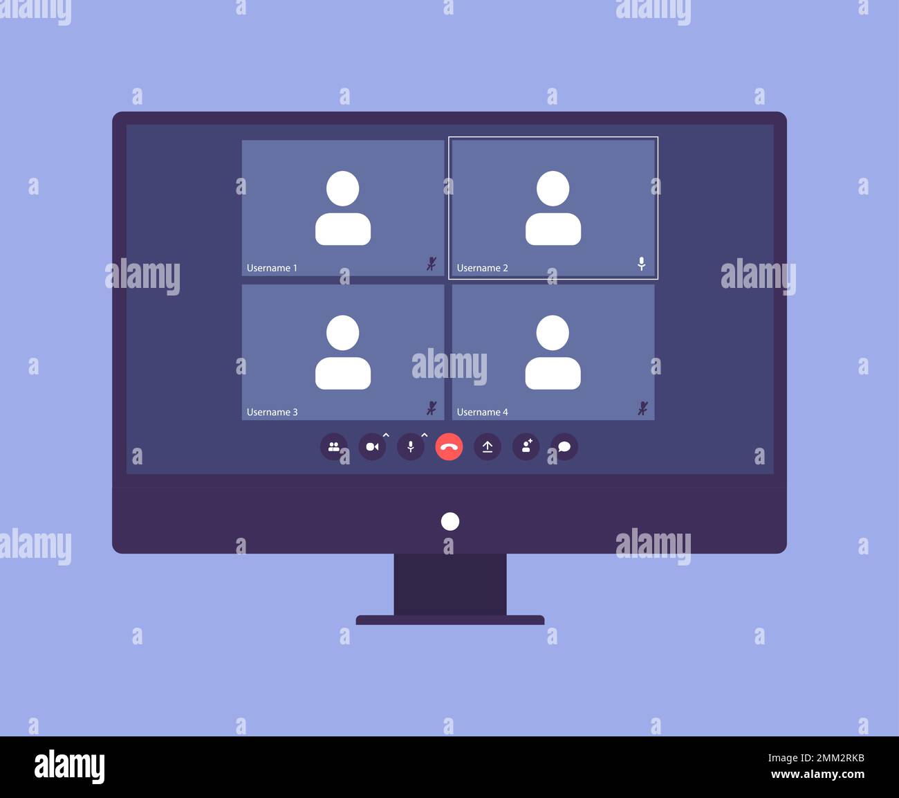 Video call program window. UI UX template for video conferencing and ...