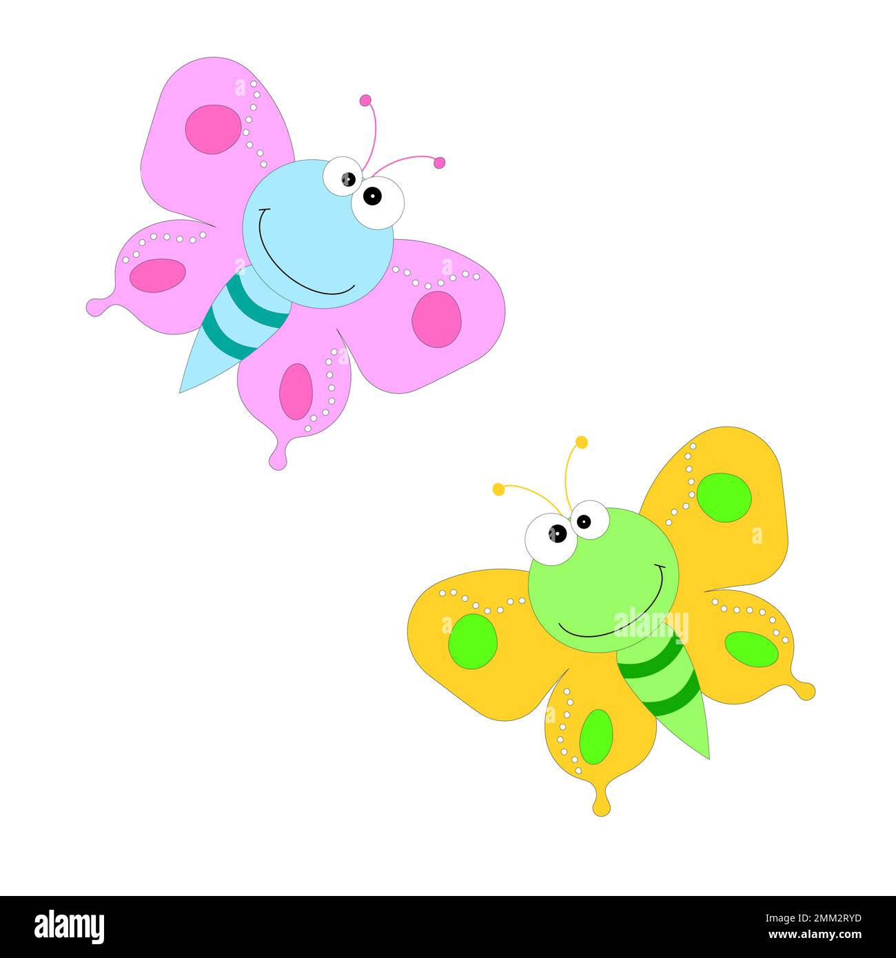 Cartoon butterfly illustration. Cute smiling character for childish ...
