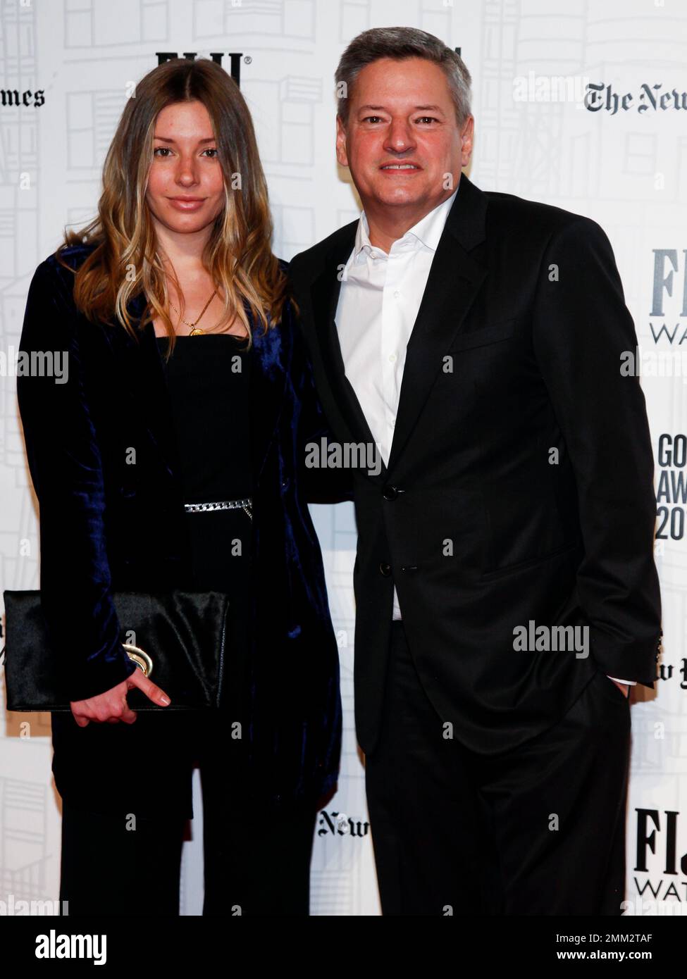 Sarah Sarandos, left, and Ted Sarandos, right, attend the 28th annual ...