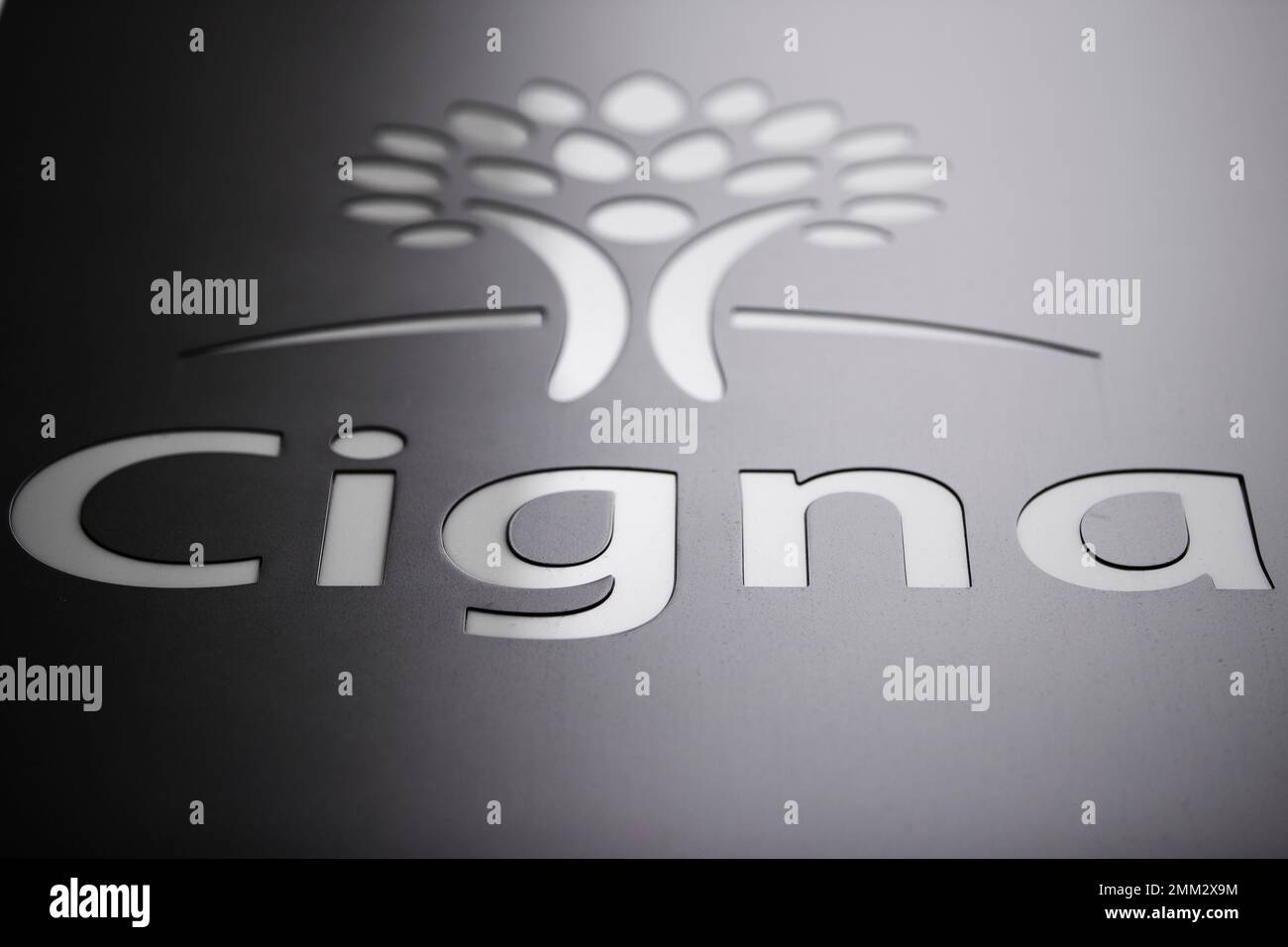 Shown is the Cigna Corp., logo at the headquarters of the health ...