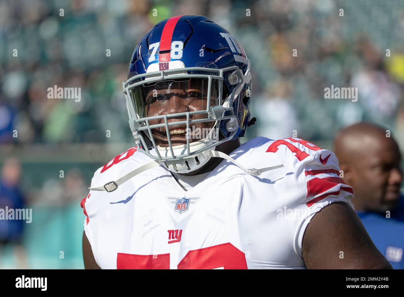 New York Giants offensive guard Jamon Brown looks on prior to the NFL ...
