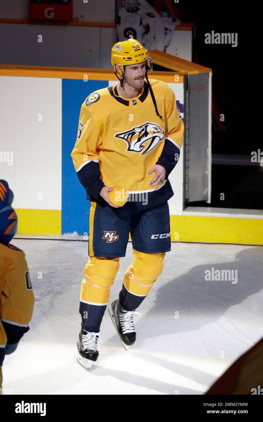 Nashville Predators left wing Austin Watson is introduced as the star ...