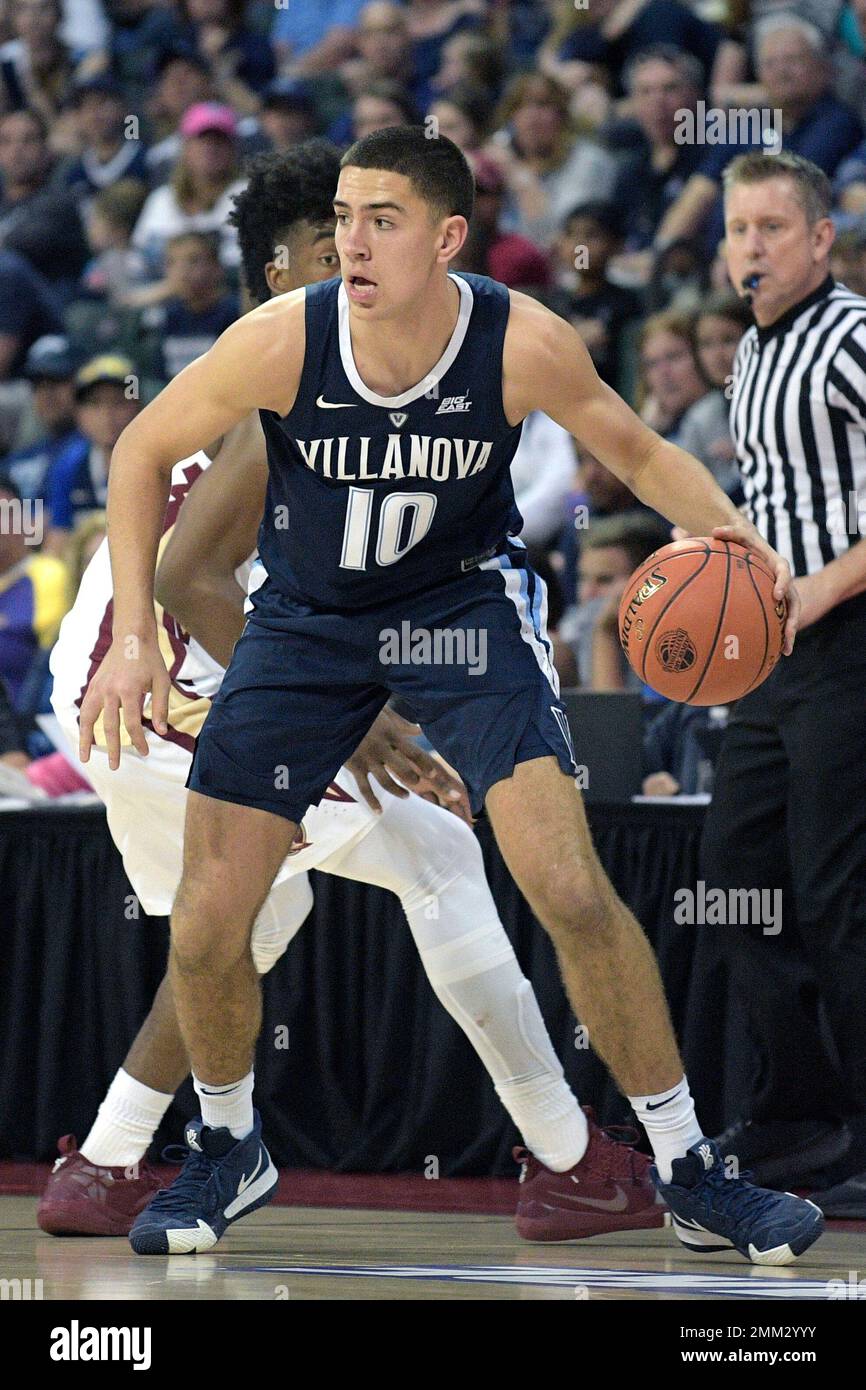 Villanova forward Cole Swider (10) controls the ball in front of ...