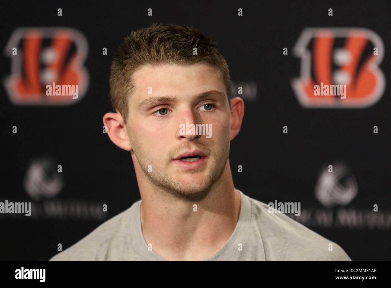 Cincinnati Bengals quarterback Jeff Driskel speaks to reporters during ...