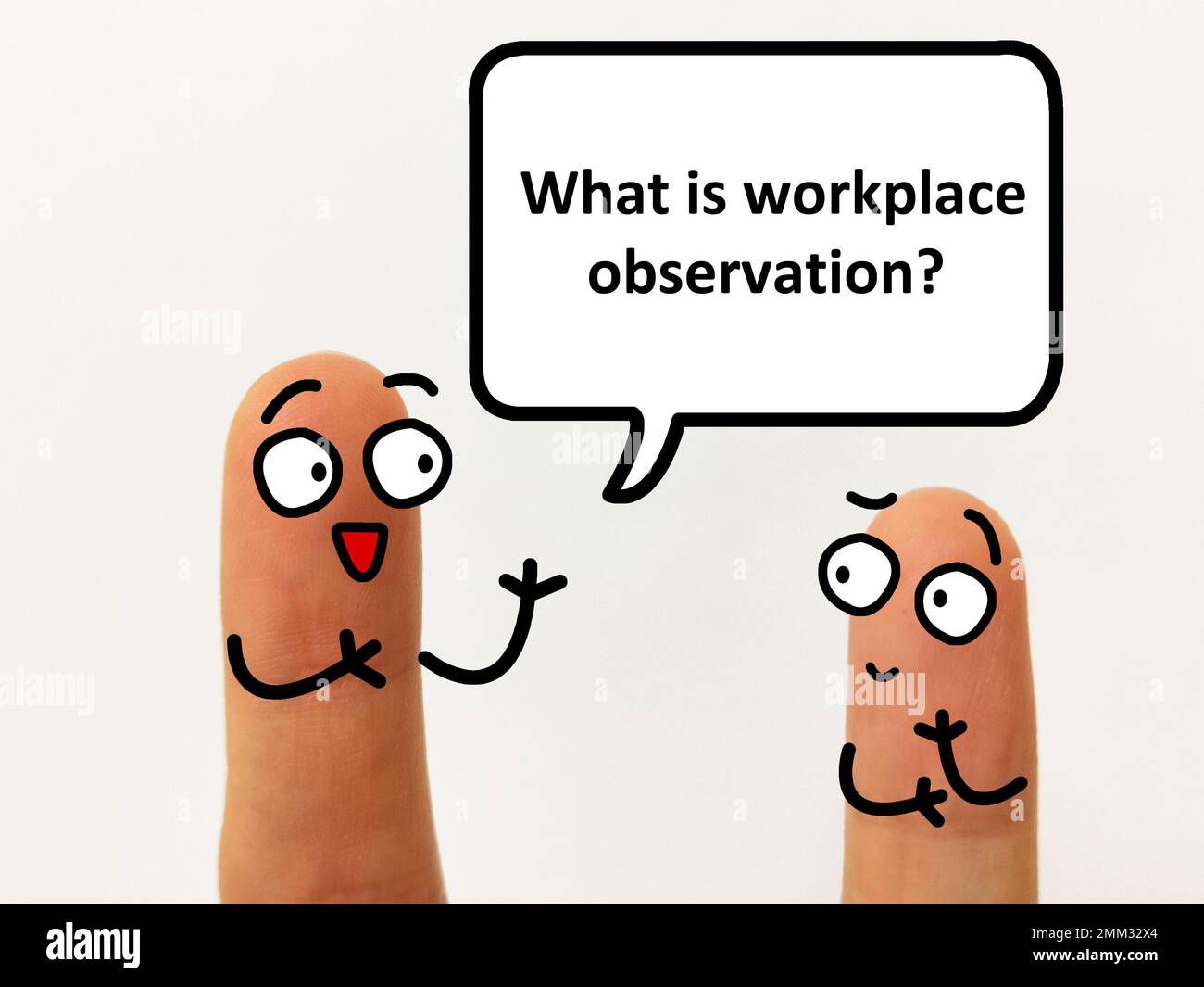 Two fingers are decorated as two person. One of them is asking another ...