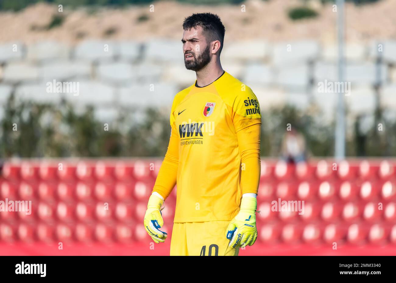La Nucia, Spain – January 11, 2023. FC Augsburg goalkeeper Tomas Koubek ...