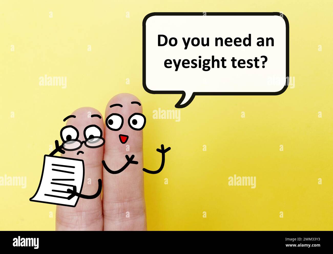 Two fingers are decorated as two person. One of them is asking another ...