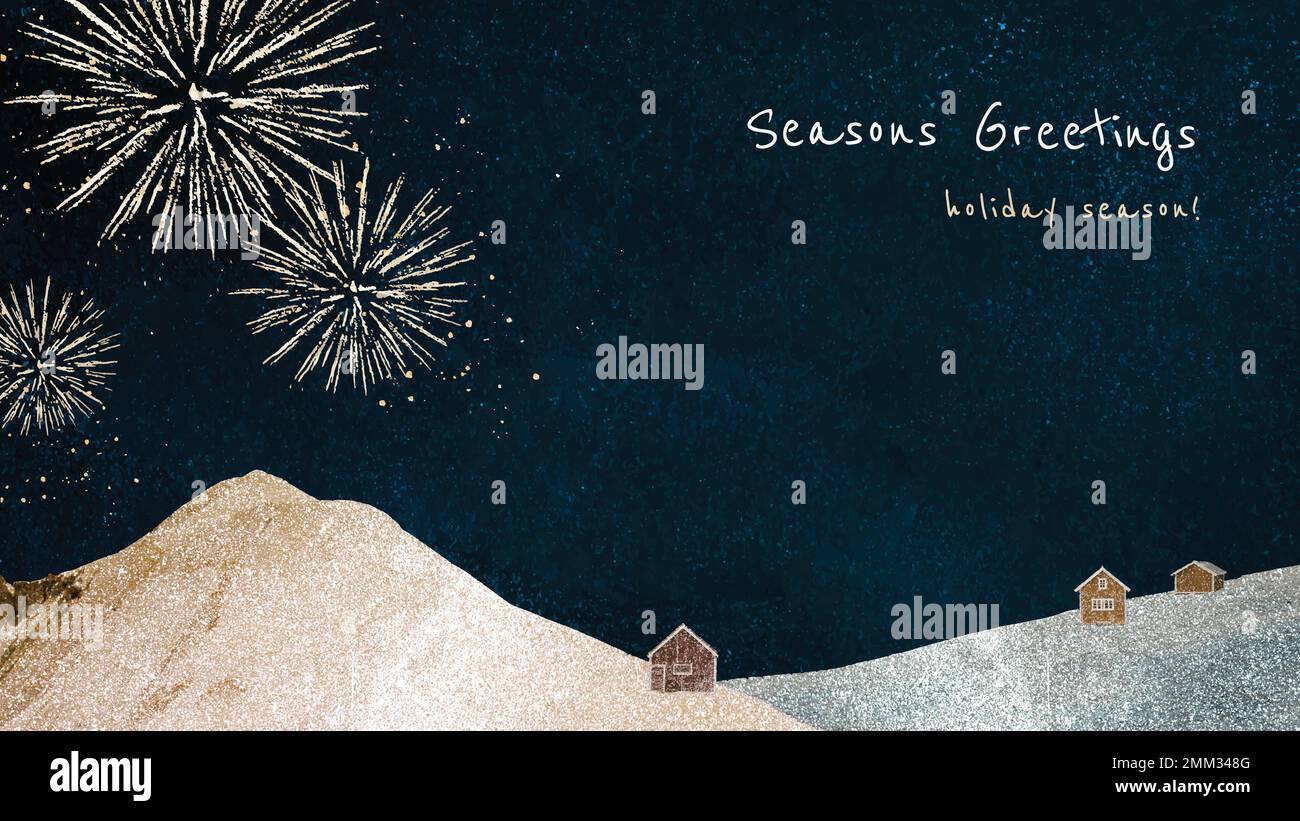 Fireworks desktop wallpaper template, editable greetings, festive ...