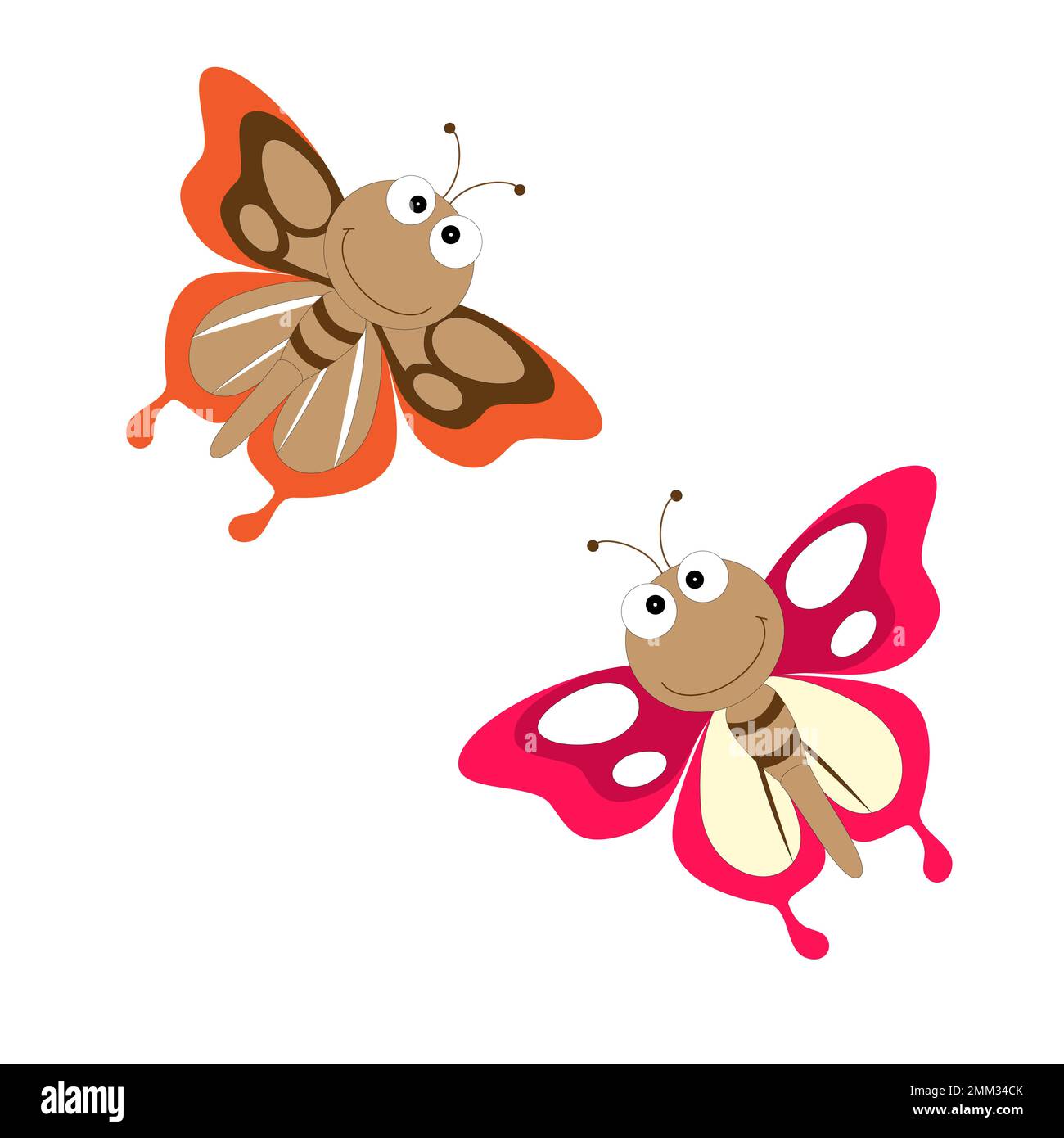 Cartoon butterfly illustration. Cute smiling character for childish ...