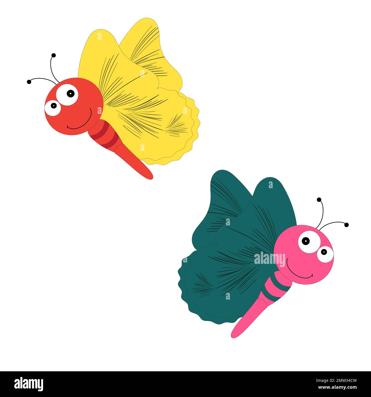 Cartoon butterfly illustration. Cute smiling character for childish ...