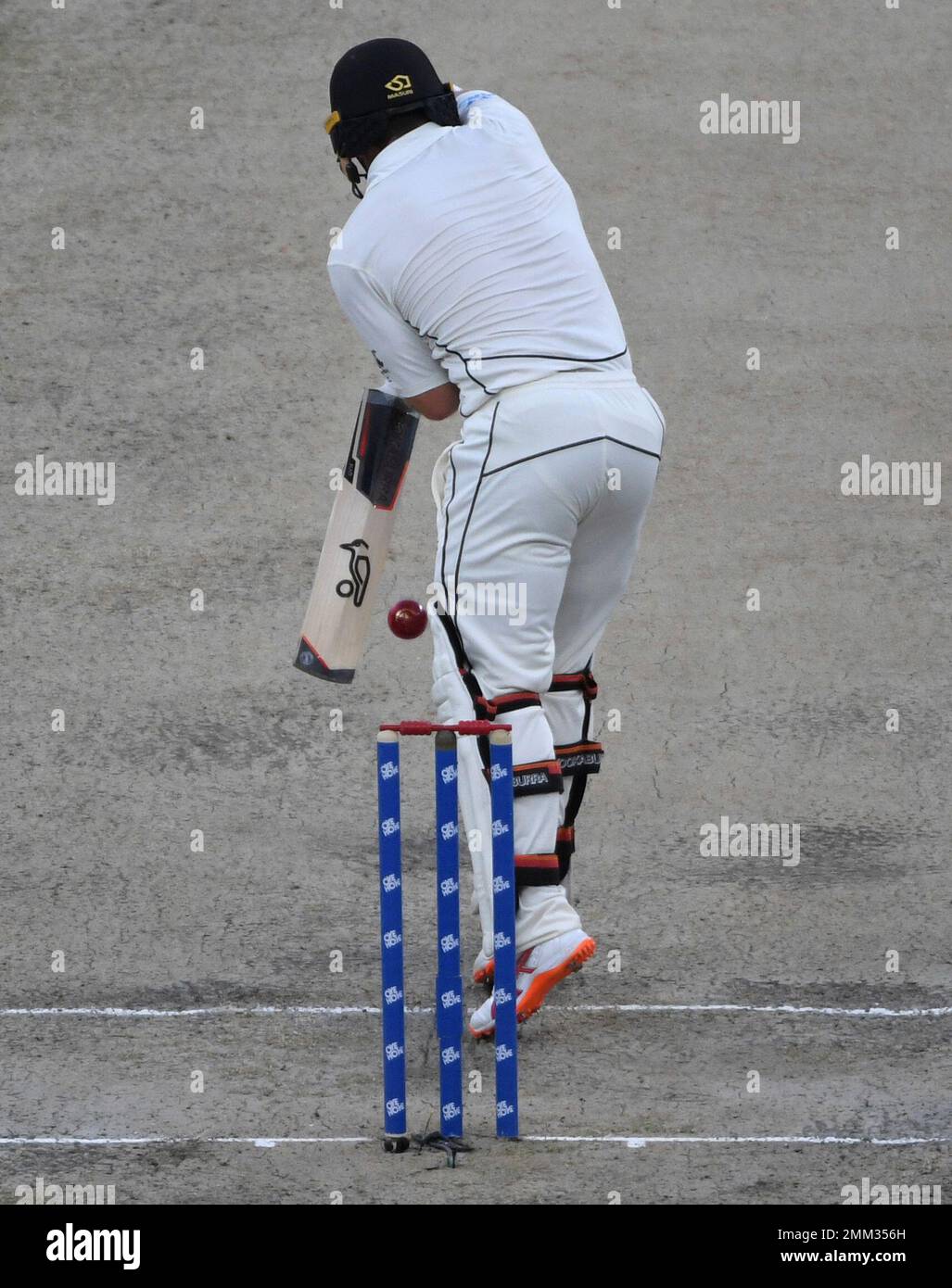 New Zealand's batsman Tom Latham plays a shot during a cricket test ...