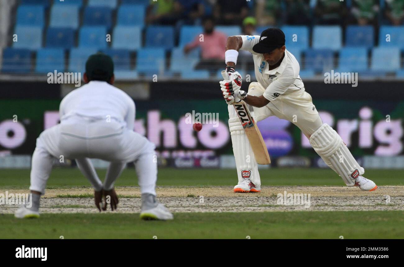 New Zealand's batsman Jeet Raval plays a shot during a cricket test ...