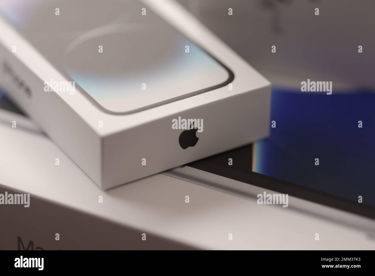 Saint-Petersburg, Russia - Circa December, 2022: Apple devices in boxes ...