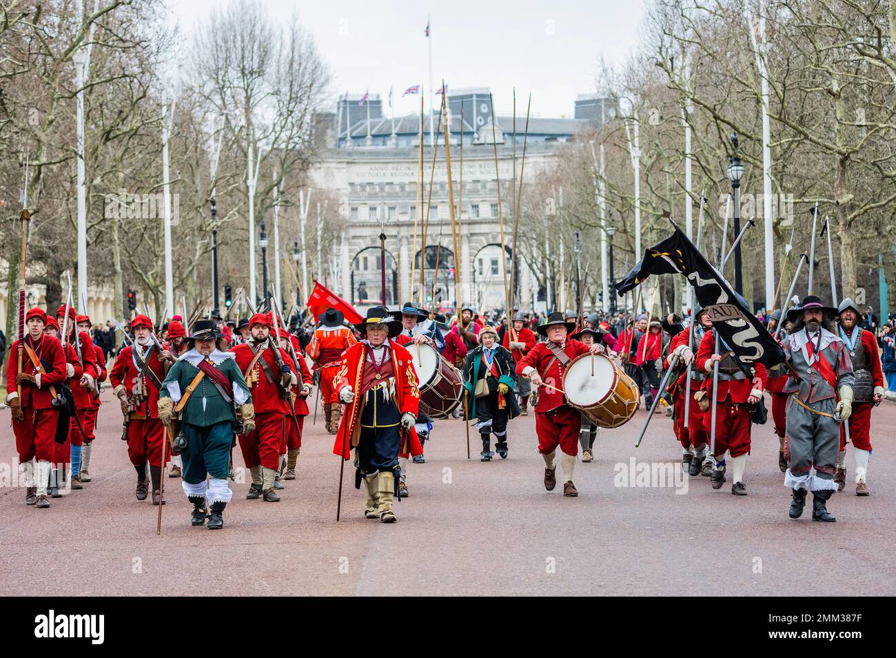 London, UK. 29th Jan, 2023. Marching back down the Mall - The King's ...