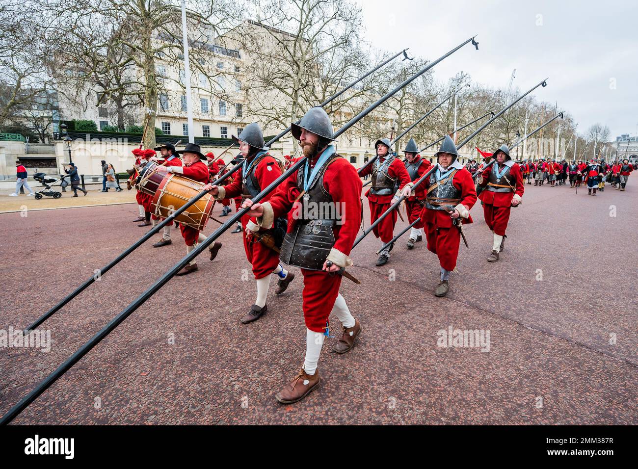 London, UK. 29th Jan, 2023. Marching back down the Mall - The King's ...