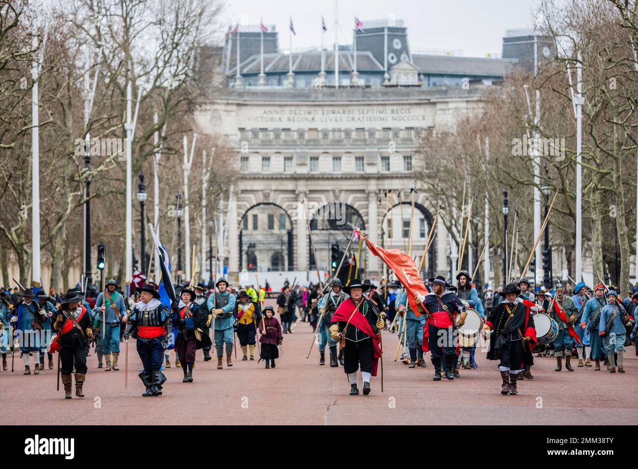 London, UK. 29th Jan, 2023. Marching back down the Mall - The King's ...