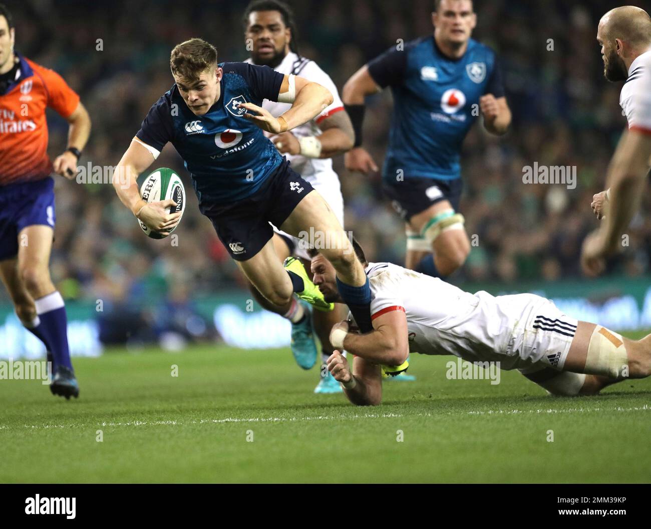Ireland's Garry Ringrose, left, is tackled by USA's Cam Dolan during ...